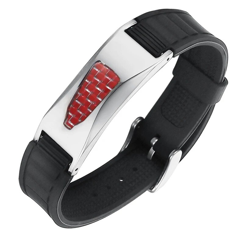 Силиконовые магнитные спортивные браслеты 7 в 1, с энергетическими магнитами, Silver and Red