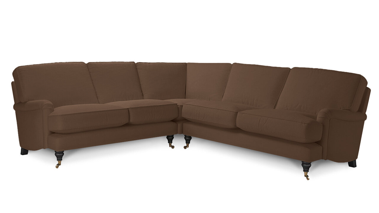 Угловой диван Бристоль (большой) Vivaldi 23 NEW 228x228x91 см, коричневый Велюр, нераскладной GOODFORM