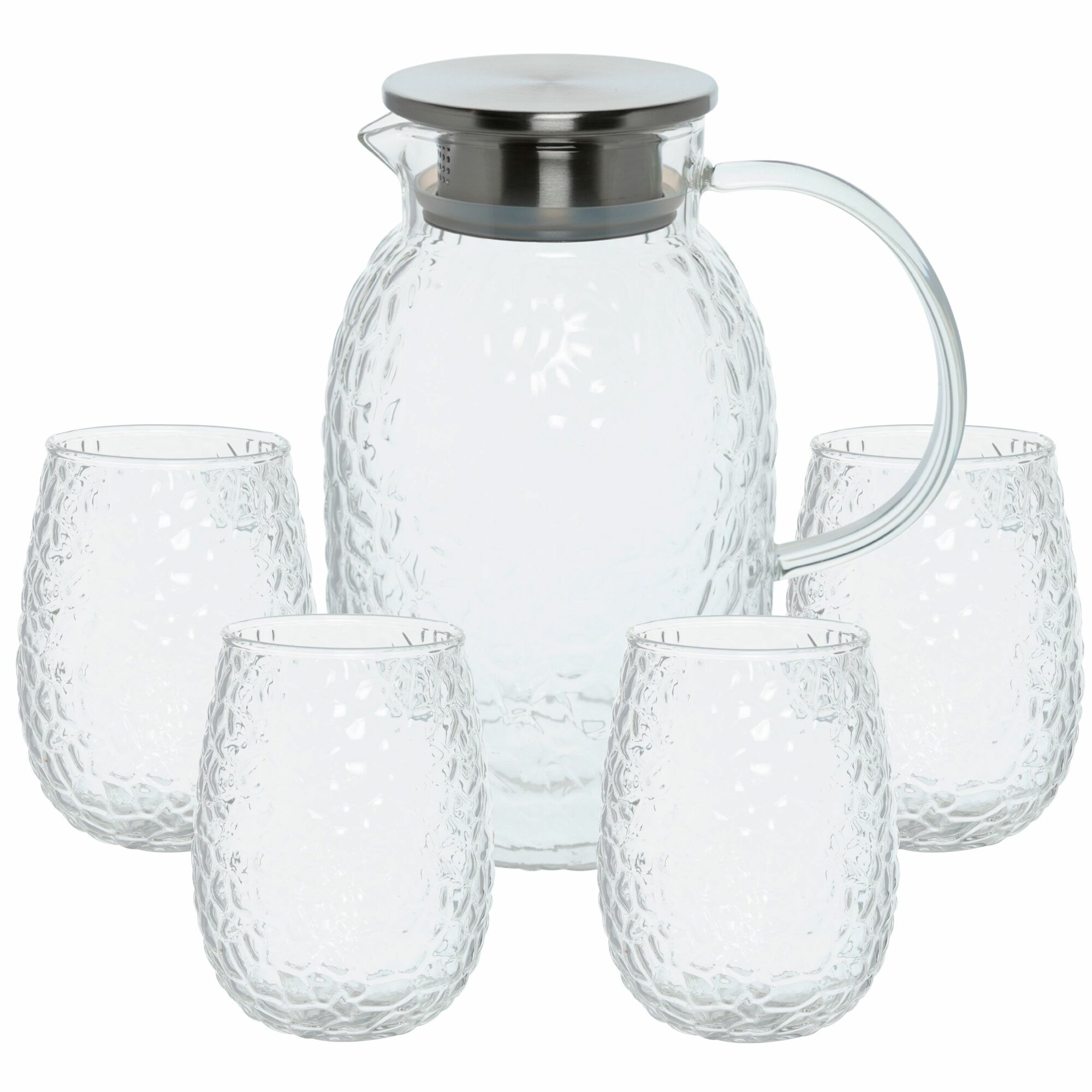 Набор для напитков, 4 перс, 5 пр, стекло Т/сталь, кувшин/стаканы, Kuchenland