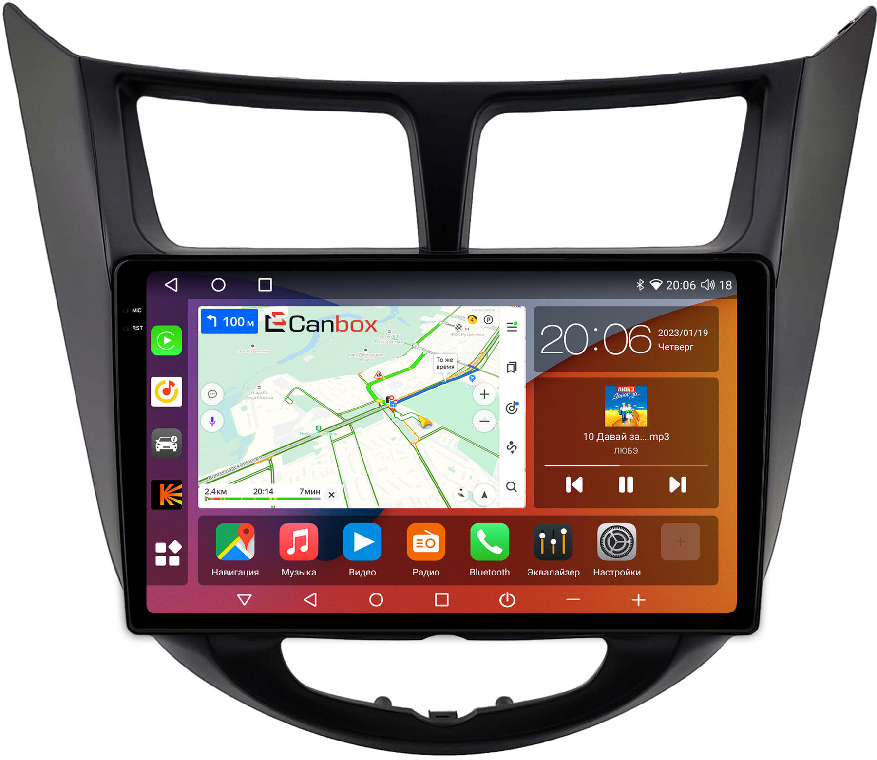Штатная магнитола Hyundai Solaris, Accent 4 2010-2019 (черная, матовая) Canbox EVO 2K 5816-9-2093 Android 14 (4G-SIM, 8/256, DSP, QLed, AI, 360)