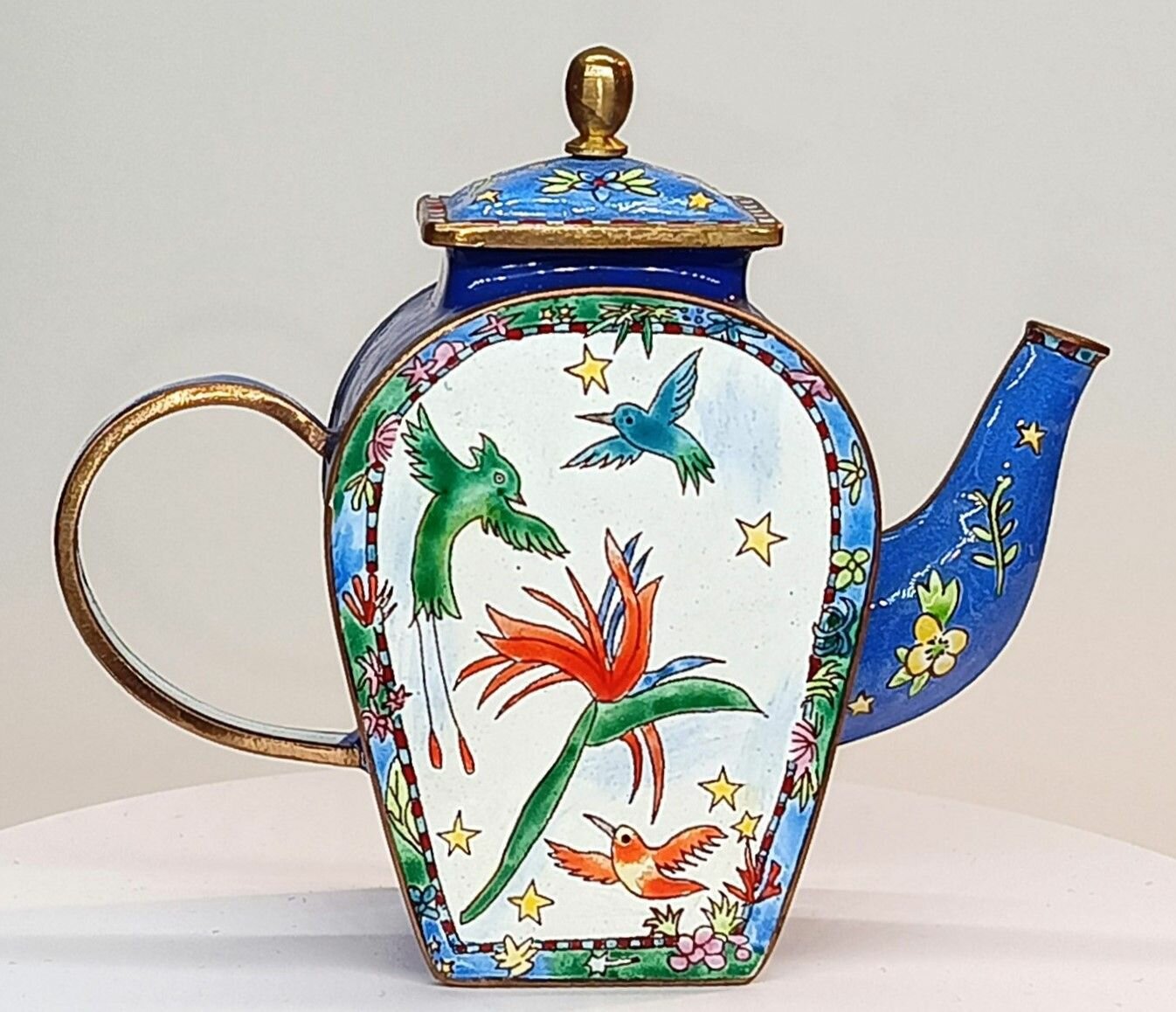 Коллекционный чайник "Птицы" AAA, 10.5*12 см, медь, ручная роспись, Goebel