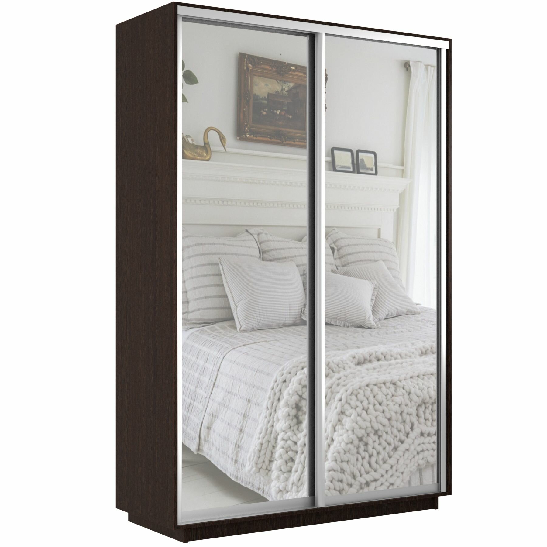 Шкаф-купе Экспресс 1,2 2 зеркала Венге (высота 2400) глубина 45 см