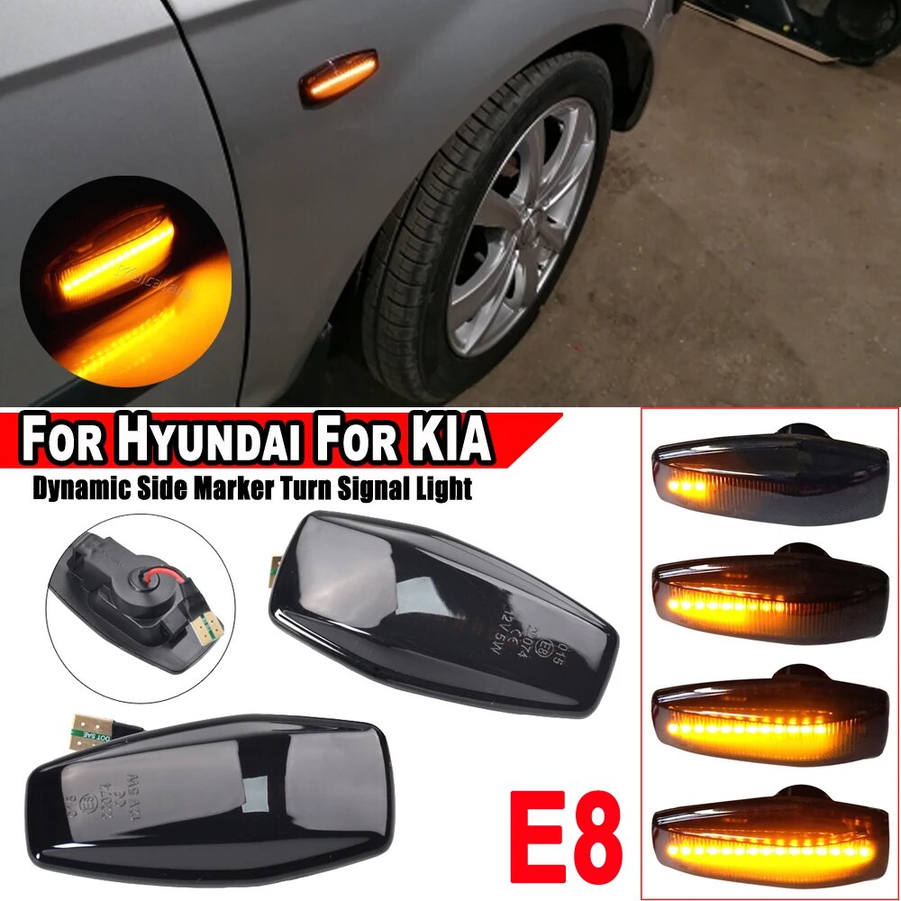 Динамический поворотник для Hyundai/Kia, черный, Emitting Color: Dynamic Smoked A