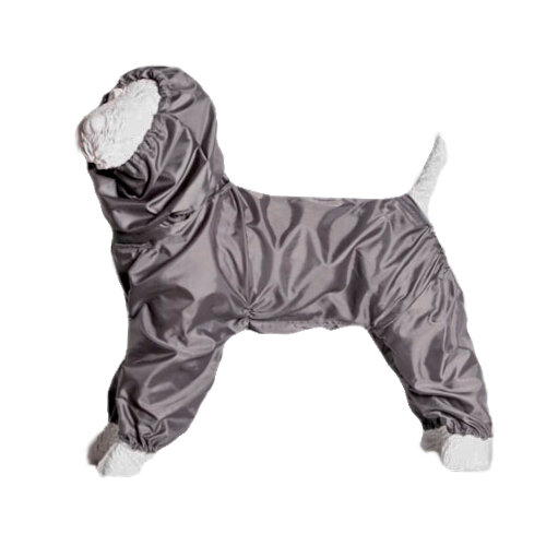 Комплект: Дождевик-комбинезон+Снуд (шапка) для лабрадора кобеля, повышенной прочности, цвет серый