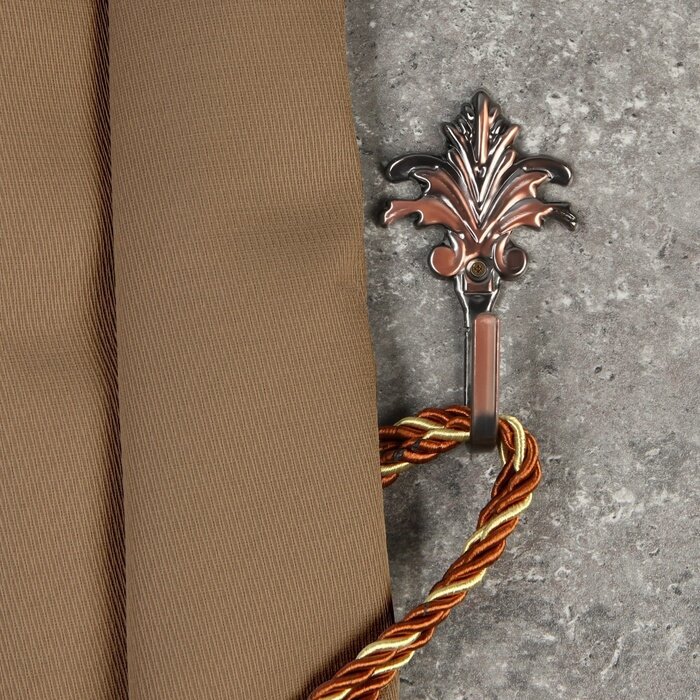 Держатель для штор KS010, однорожковый, цвет медь, набор 2 шт.