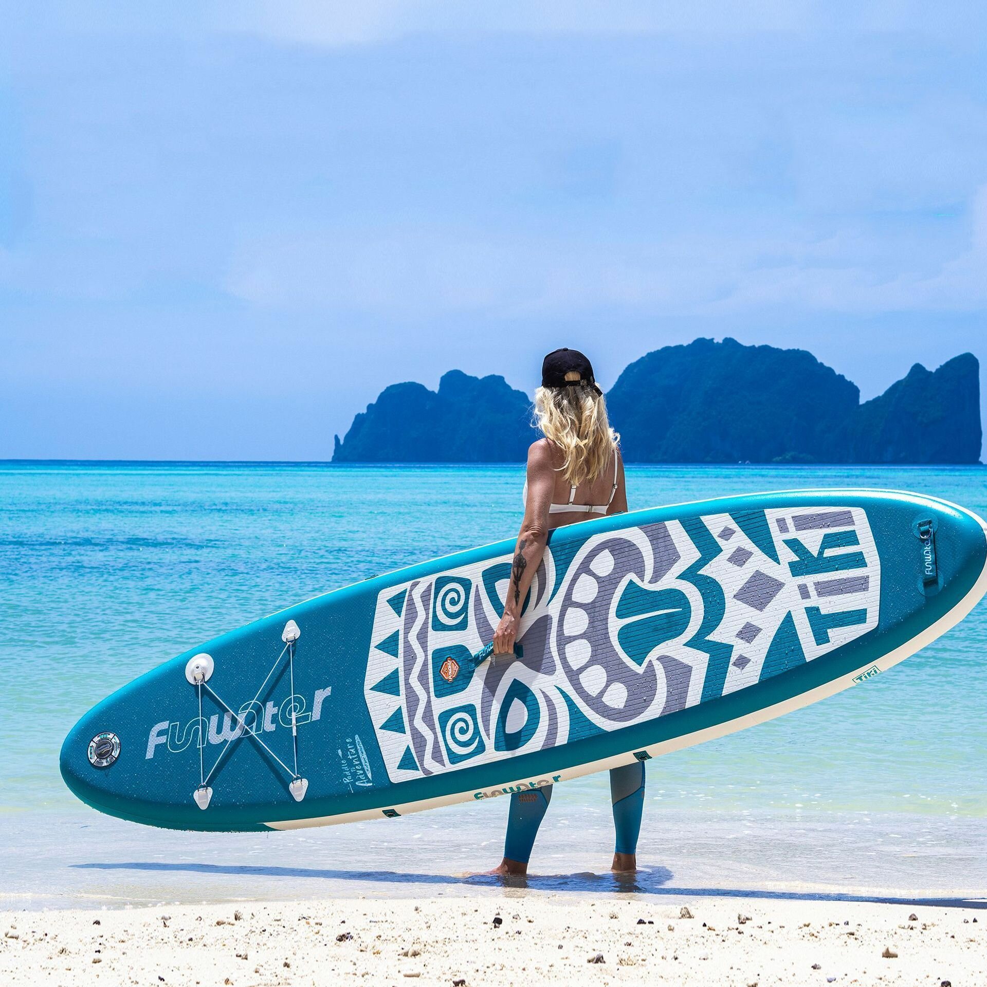 SUP-доска - САПборд - SUP board TIKI BLUE 10.6 Весь комплект. 320x83х15 см