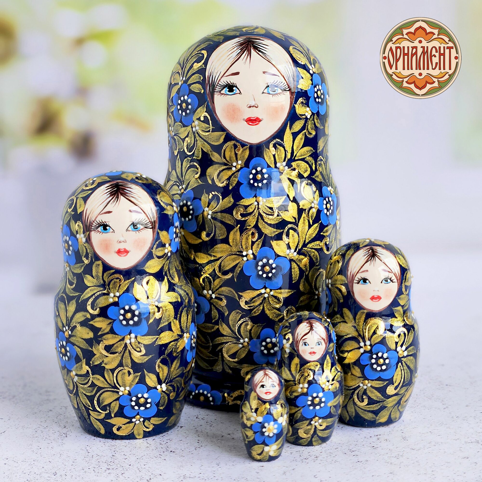 Матрешка деревянная детская развивающая игрушка 5 мест 16 см Орнамент