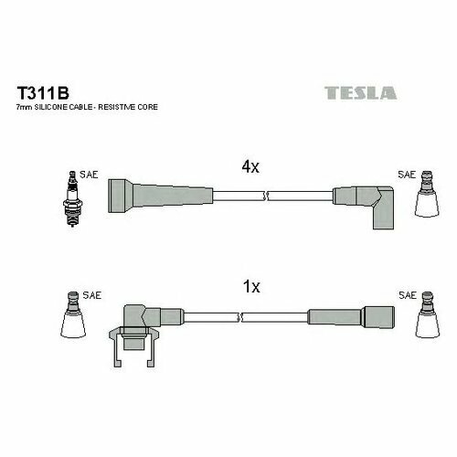 Комплект проводов зажигания Tesla T311B для Renault 21, SUPER 5 BC40