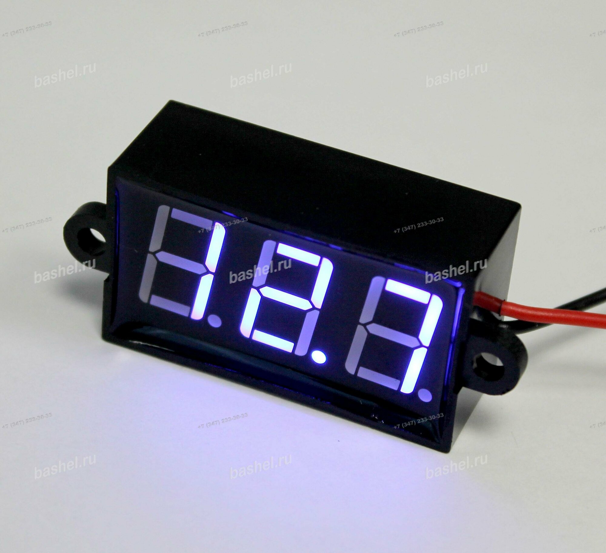 3.5-30VDC blue IP68 (24x42мм), Мини вольтметр, синяя индикация, влагозащита