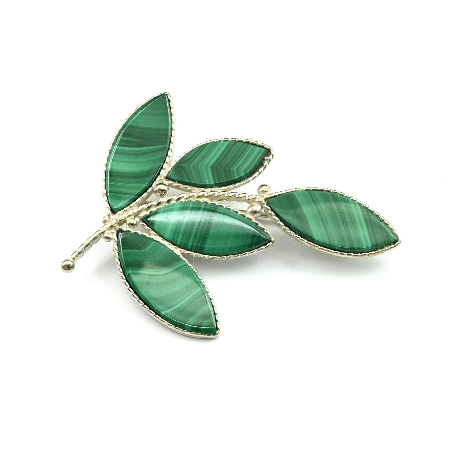 Брошь, малахит