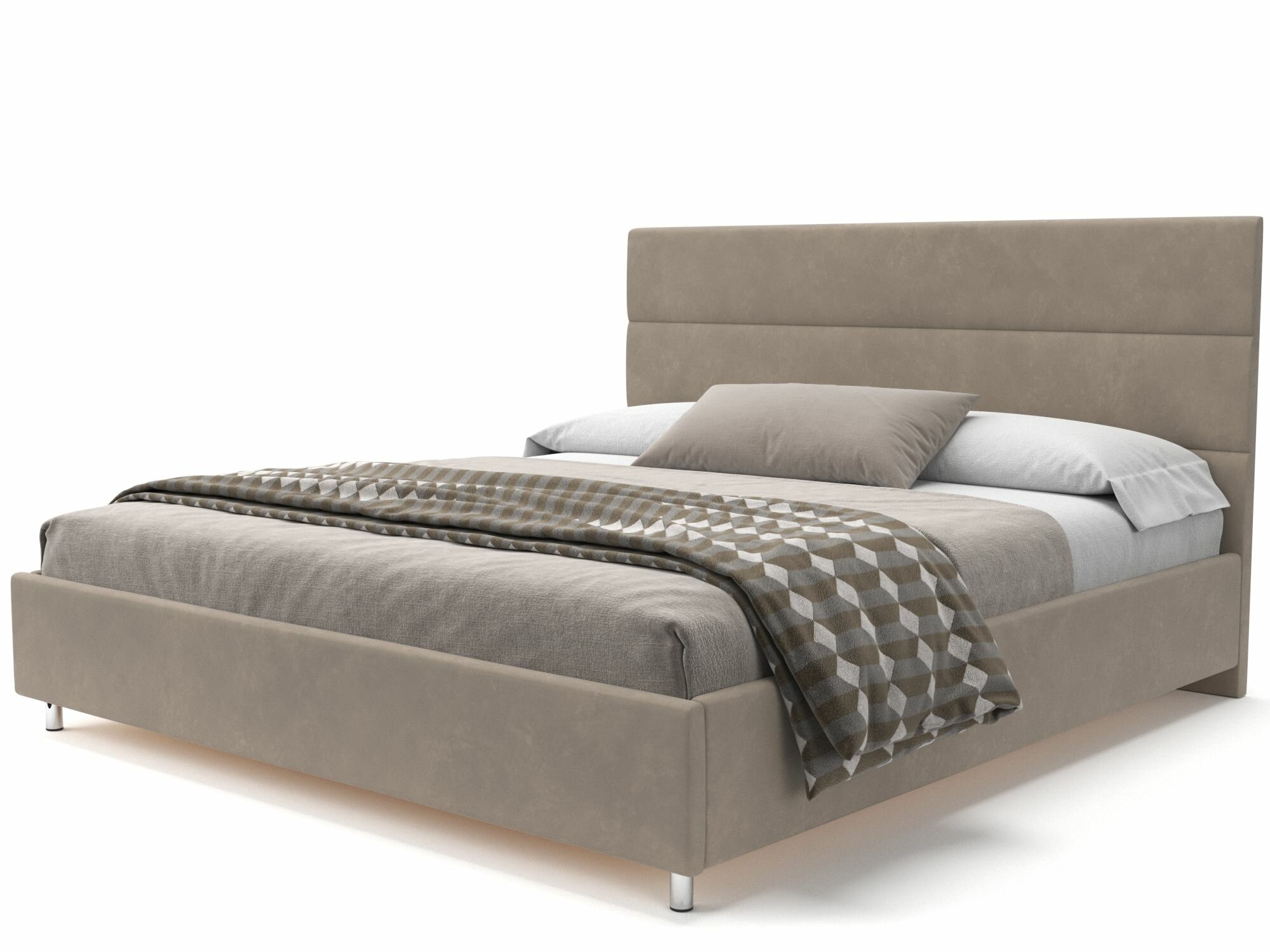 Кровать двуспальная 140х200 Soft Element София Stone, с мягким изголовьем, с подъемным механизмом, с ящиками, велюр