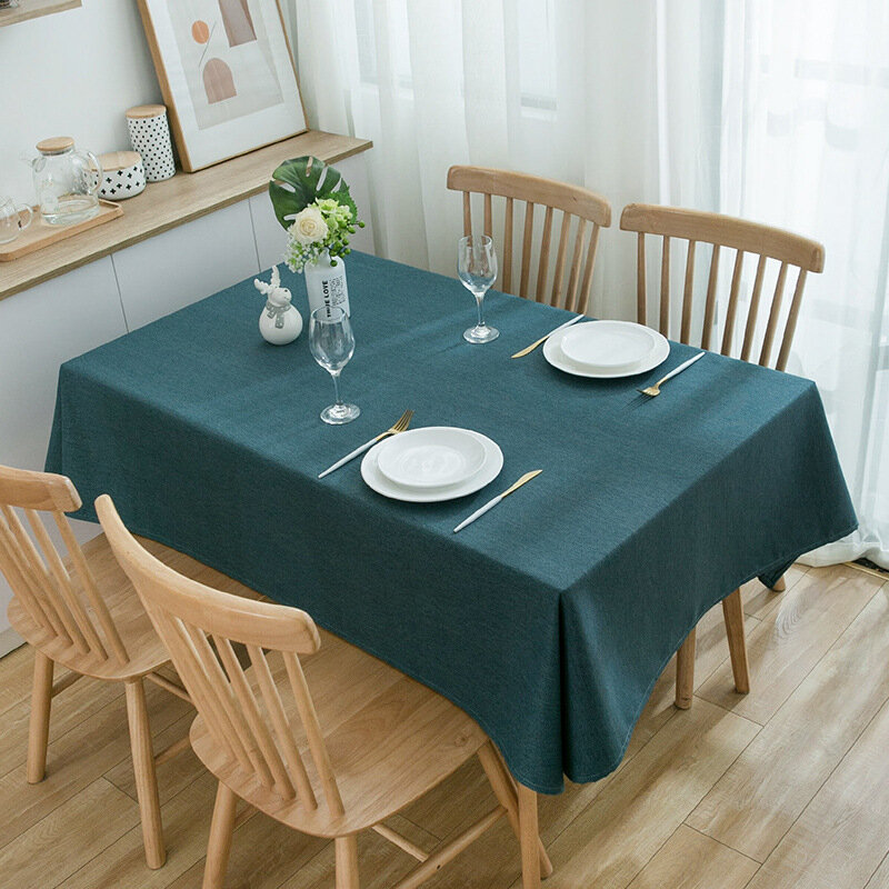 Толстая хлопковая льняная ткань, однотонная скатерть, большая скатерть для конференц-стола, современная льняная скатерть, простая однотонная скатерть для обеденного стола