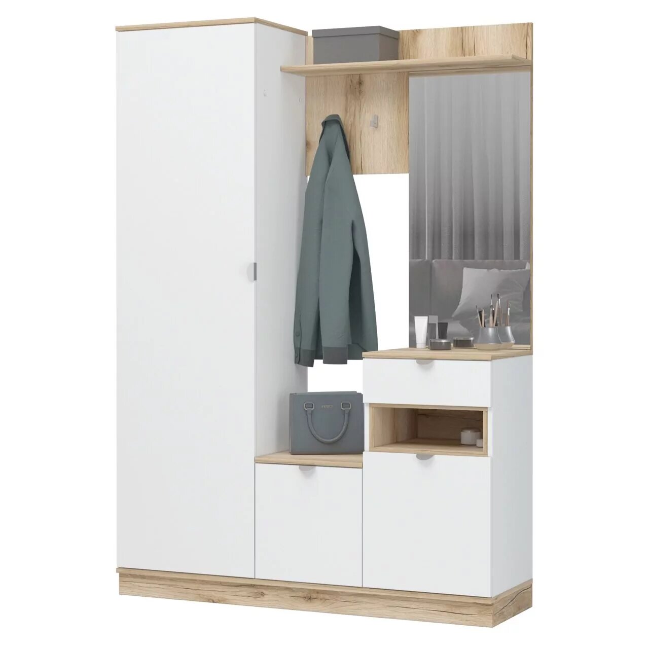 Прихожая ПР-1400 «Юкки» (Дуб делано/Белый) 140х41,5х200