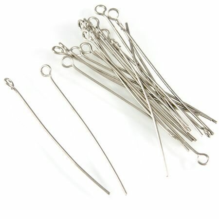 Пины, штифты для бижутерии "Петля" 50х0,7мм, Цвет: никель, 50 штук.