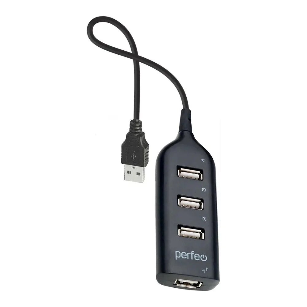 USB-HUB Perfeo 4 Port, (PF-H049 Black) чёрный 30020205