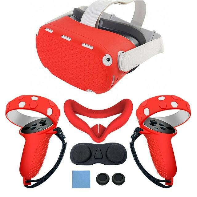 Набор аксессуаров 6 в 1 для Oculus Quest 2 (красный)