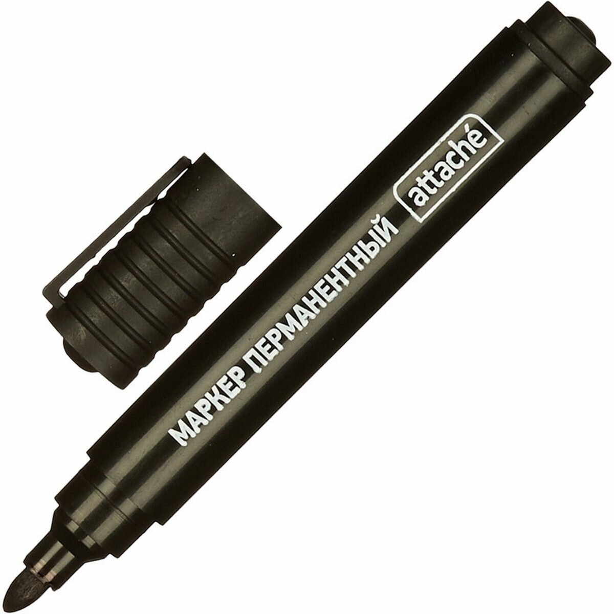 Маркер перманентный Attache (2-3мм, круглый наконечник, черный), 12шт.