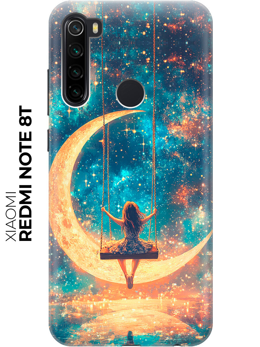 Силиконовый чехол на Xiaomi Redmi Note 8T с принтом "Девочка на месяце"