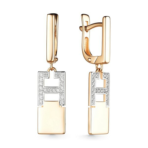 Серьги, красное золото, 585 проба, фианит