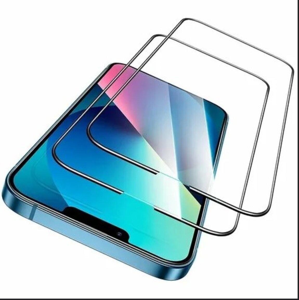 Защитное стекло для Apple Iphone 13 mini, комплект 2 шт, 2.5D, полная наклейка, с черной рамкой
