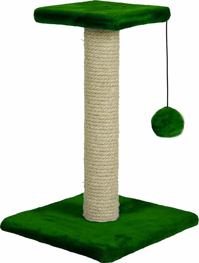Когтеточка Зооник, столбик с игрушкой, напольное размещение, зелёная