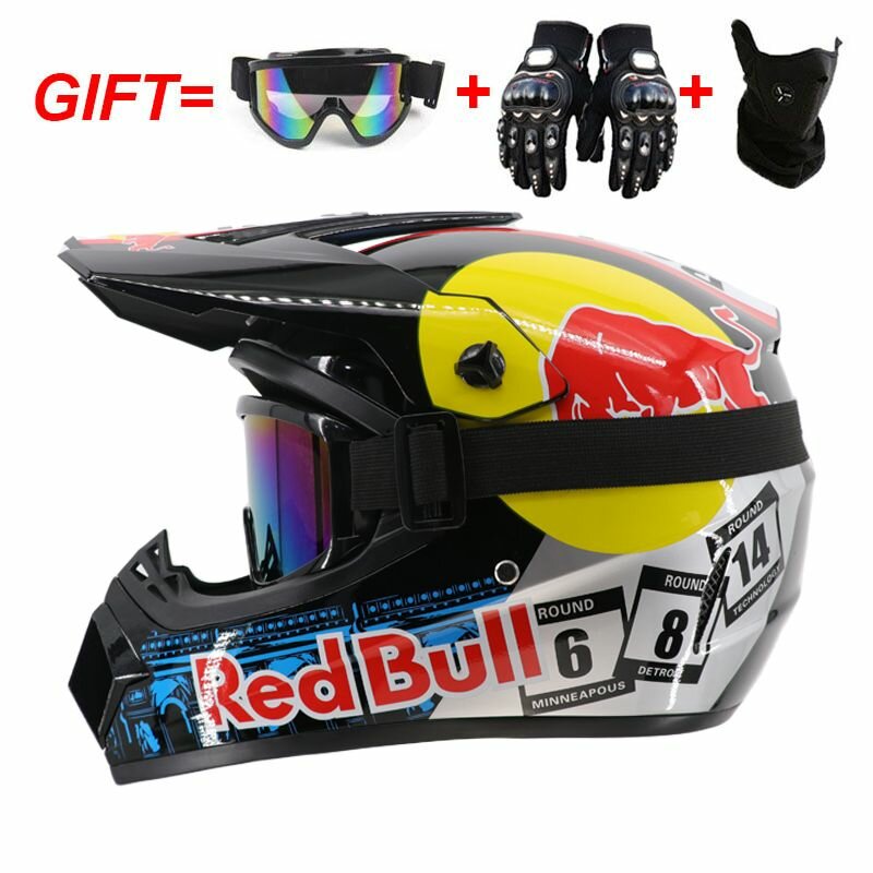 Шлем для мотокросса, корпус ABS и хлопковая подкладка, вентиляция и съемная подкладка, размеры S–XL