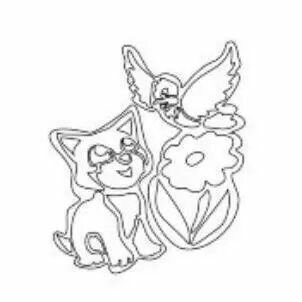 Трафарет Ассоциация Развитие "Котик с птичкой", А4, 210х297 мм