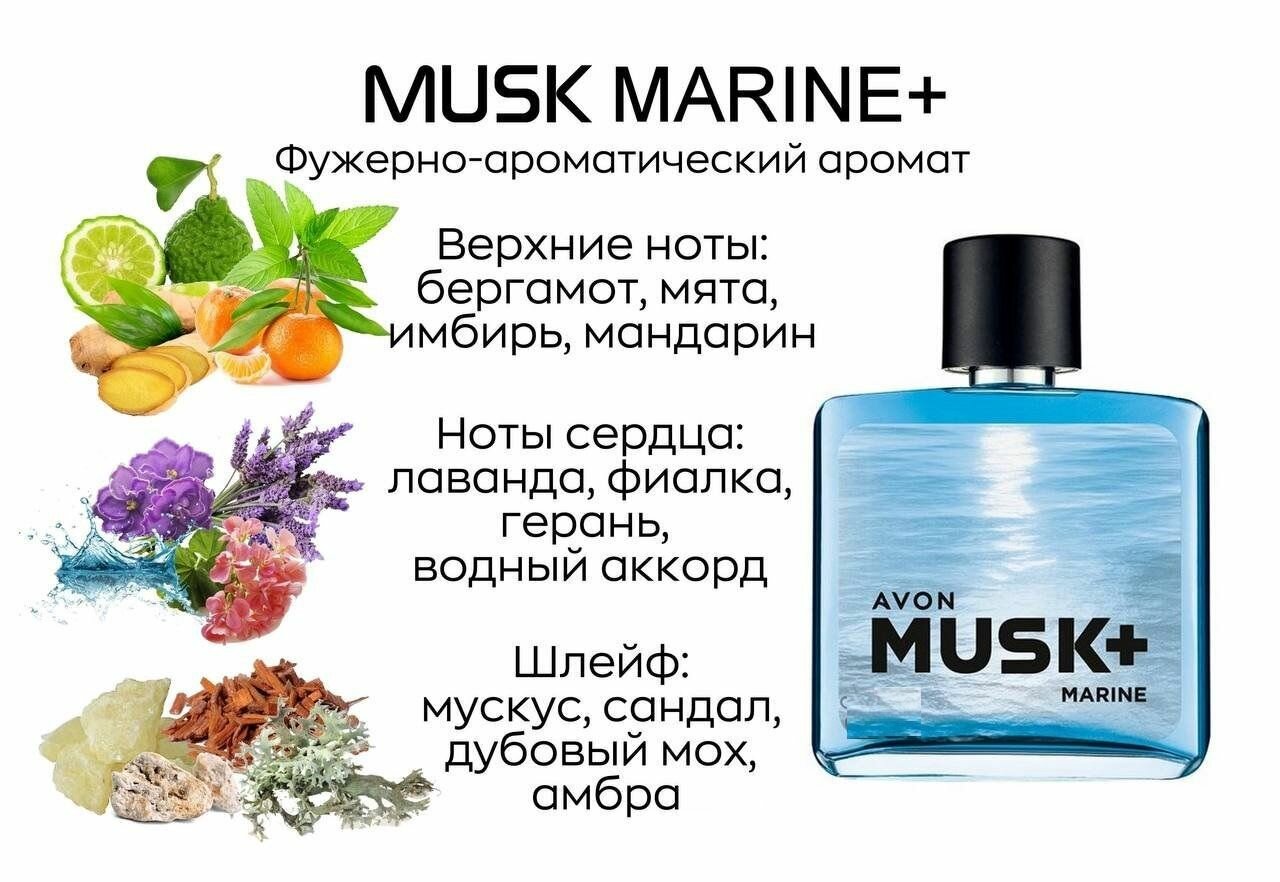 AVON Musk Marine+ Туалетная вода мужская 75 мл