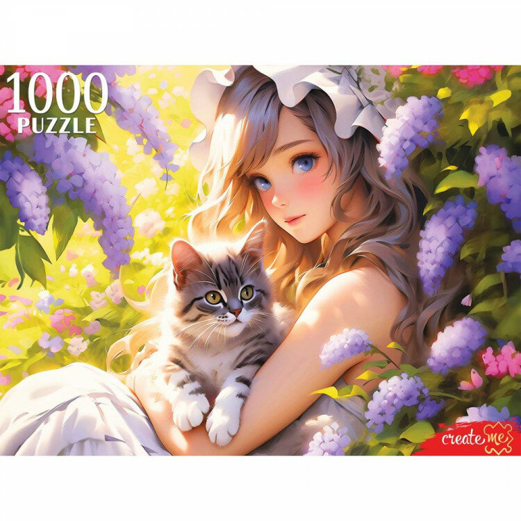 Пазл 1000 элементов Девушка с котенком (РК) арт. П1000-3061