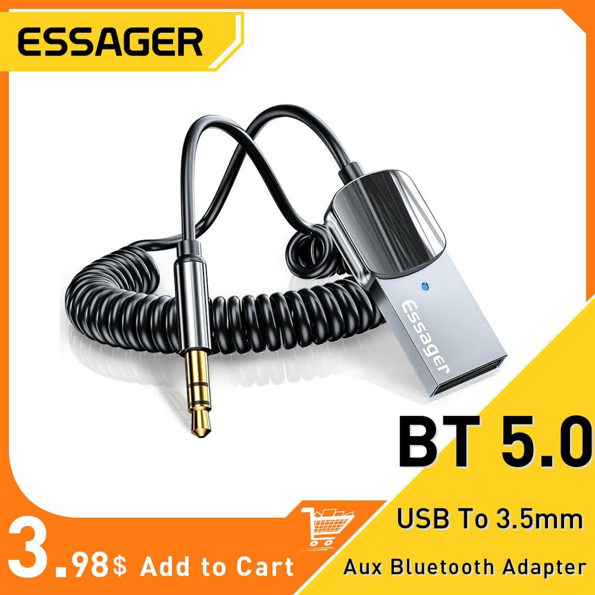 Essager Aux Bluetooth адаптер Dongle USB на 3,5 мм разъем Bluetooth аудио приемник 5.0 комплект громкой связи USB Aux Bl