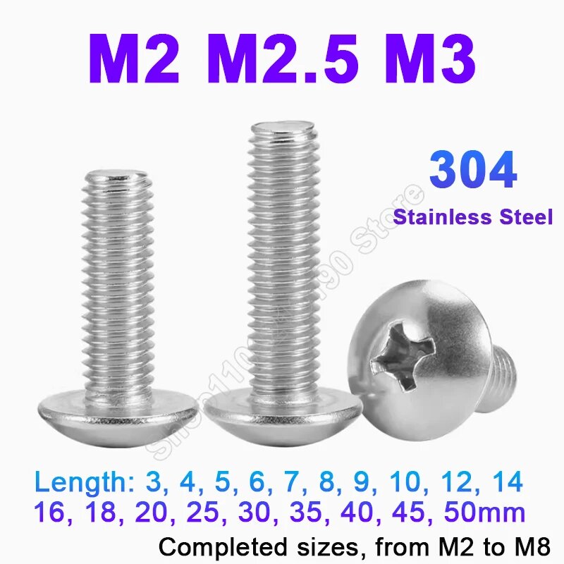 20-100 шт, плоские и круглые крестовые болты из нержавеющей стали