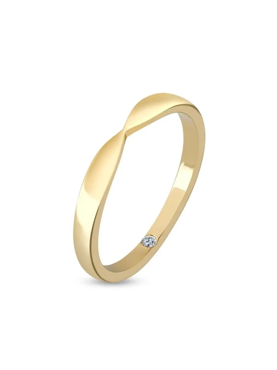 Кольцо обручальное, желтое золото, 585 проба, бриллиант