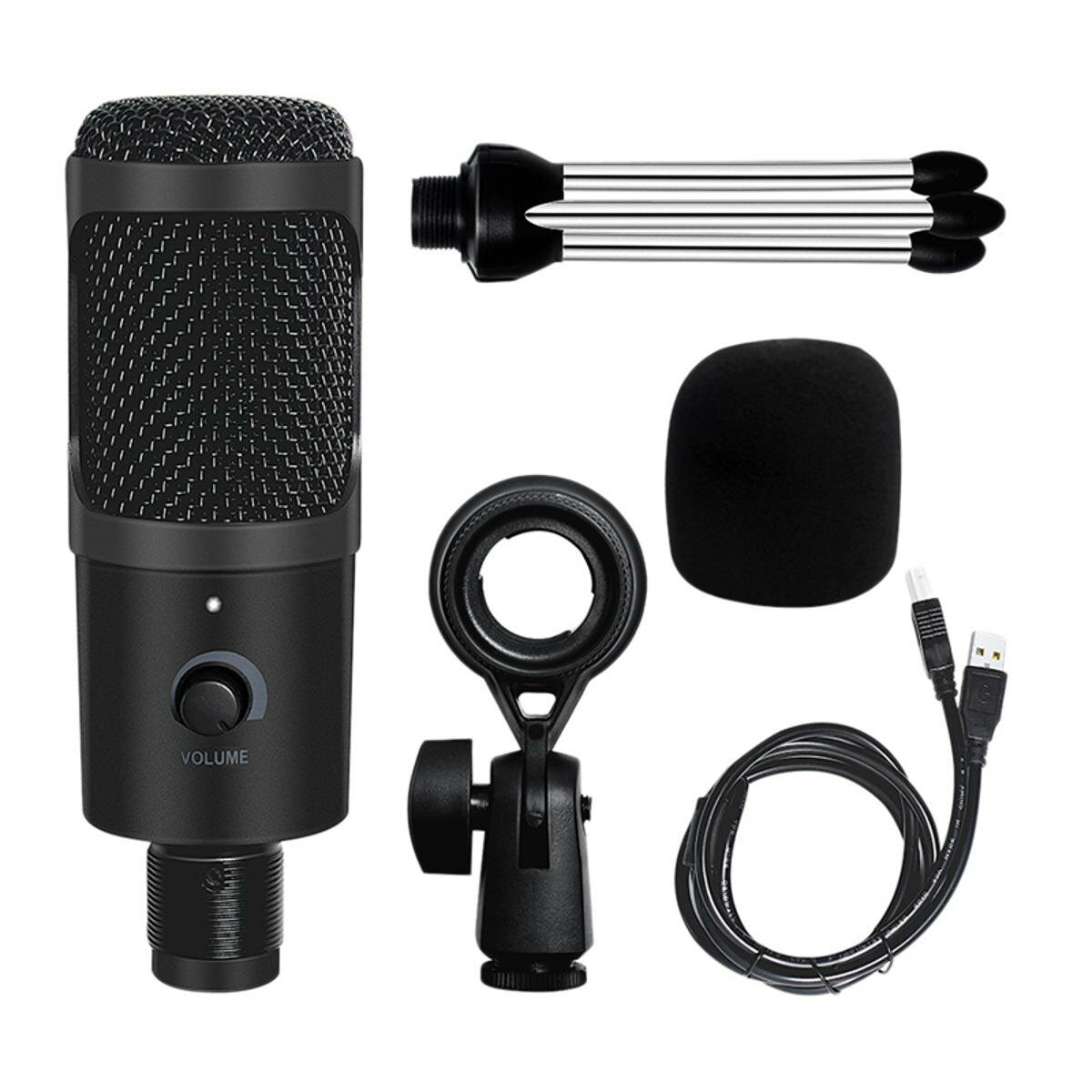 Конденсаторный микрофон, USB-микрофон, игровой микрофон для ПК, ноутбука, для записи, озвучивания, потоковой передачи, д
