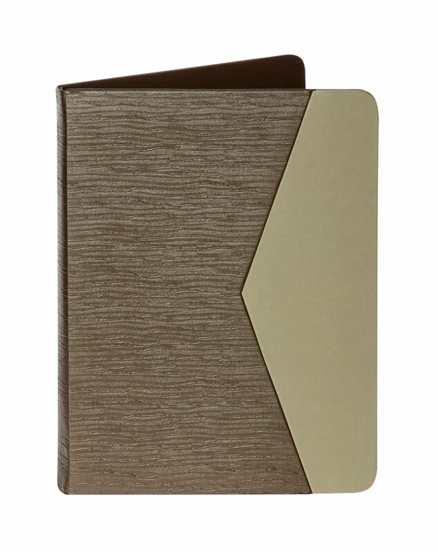 Папка-меню кожзам А-4 23х31,5см коричневая с бежевой вставкой тиснение