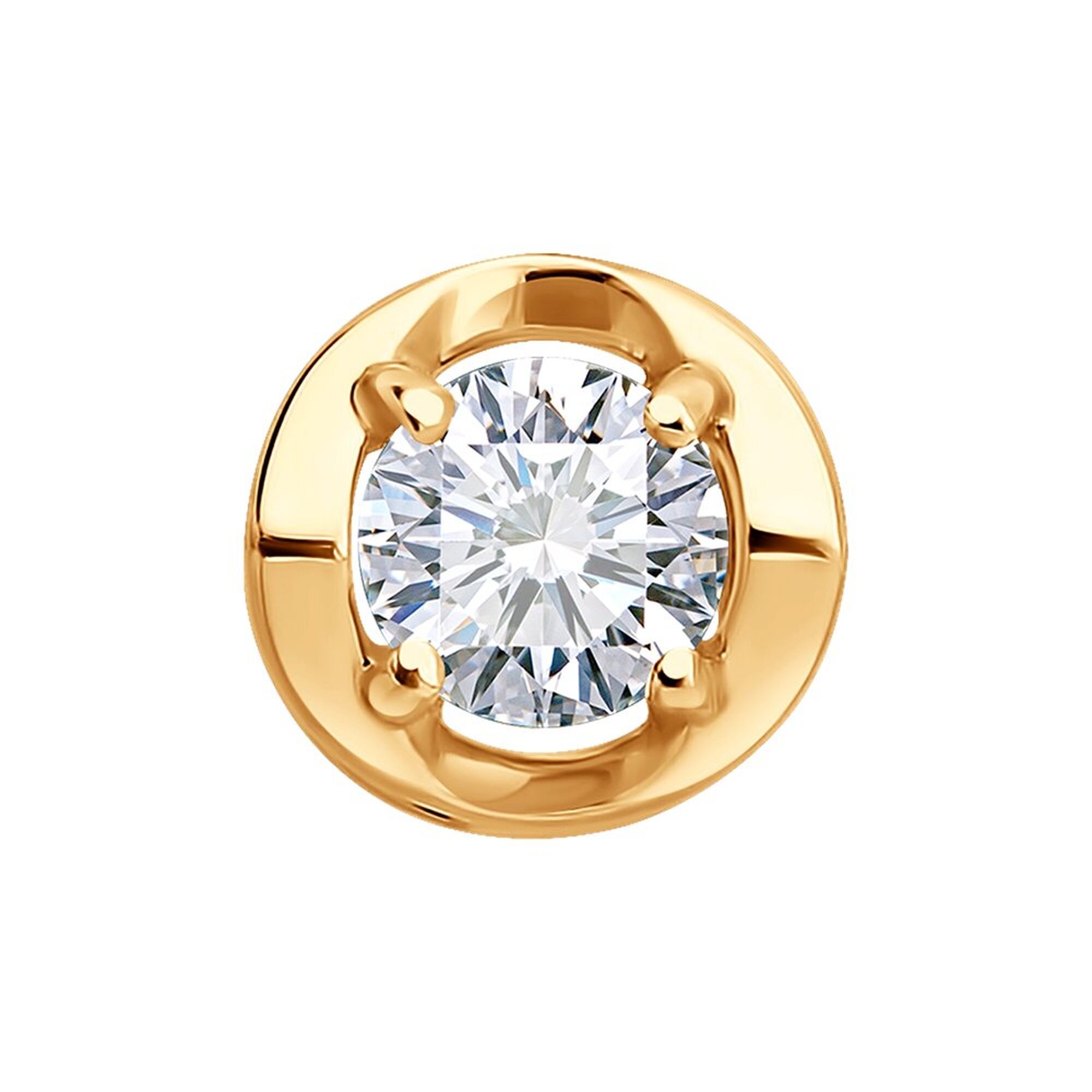 Подвеска, красное золото, 585 проба, фианит