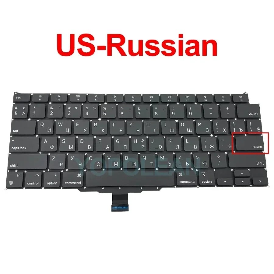 Клавиатура YOPOLEAN для Macbook Air 13" M1 A2337 2020, US-Russian