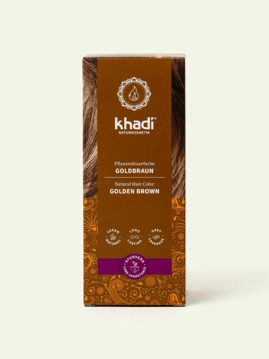 Золотисто-коричневый - натуральная краска для волос Khadi Naturprodukte, 100 гр