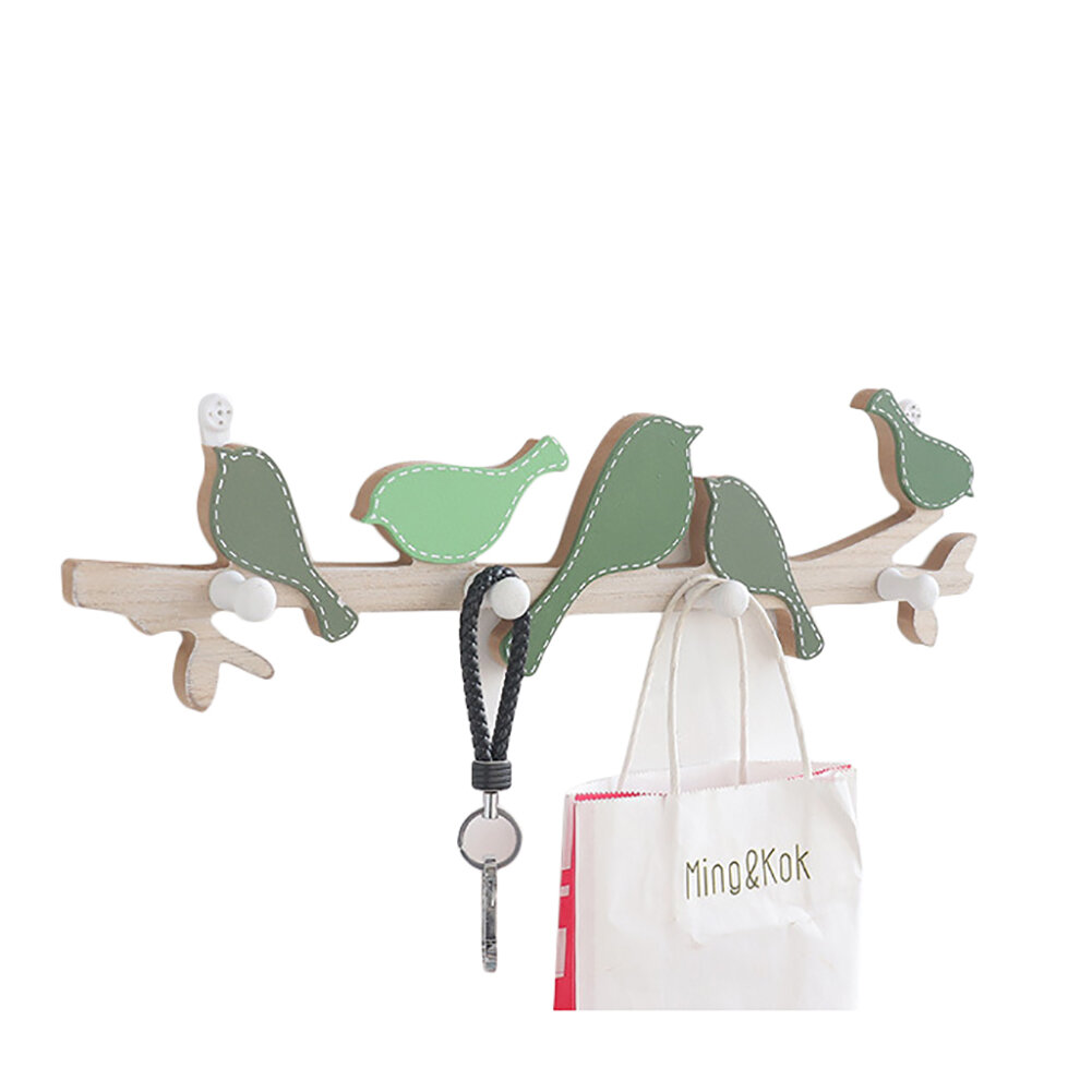 Деревянные настенные крючки в виде птиц, настенное украшение, вешалка для одежды.