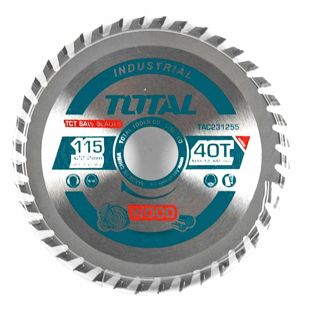 Диск пильный 115x22,2 мм 40 зубьев по дереву TOTAL TAC231255