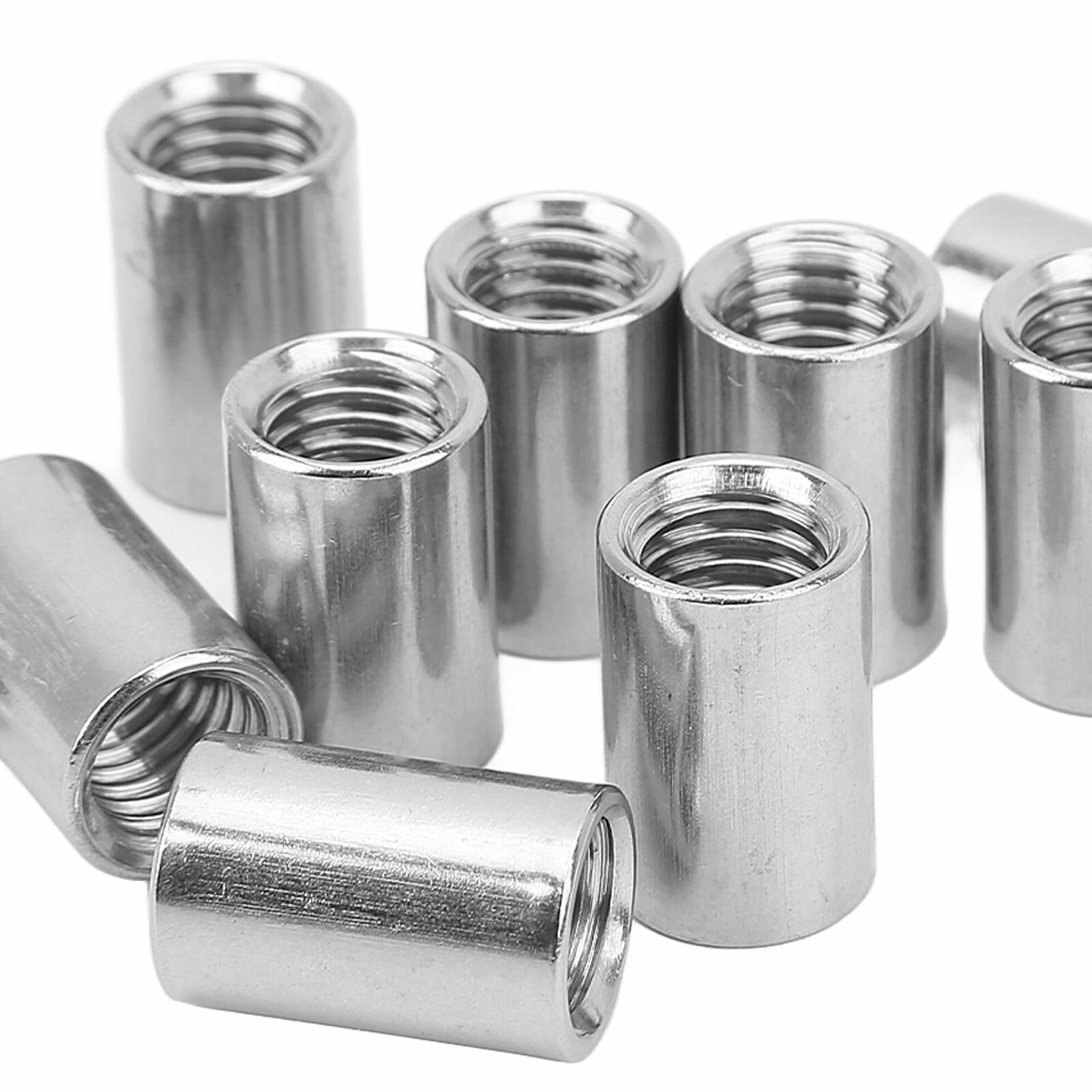 10 шт. круглая соединительная гайка M10x1,5 L20 мм из нержавеющей стали с внутренней резьбой, круглые соединительные гайки, набор стержней с резьбовой втулкой
