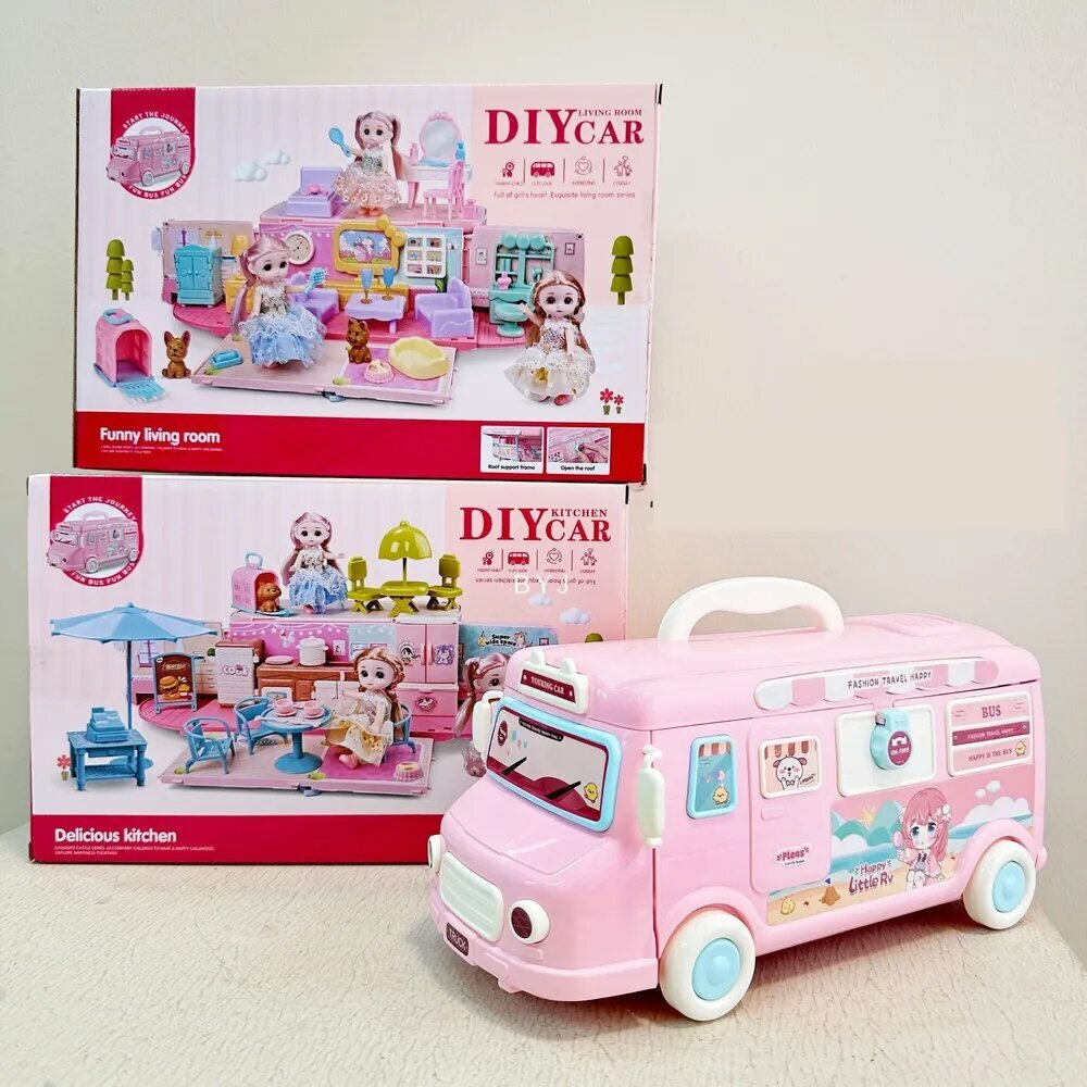 Кукольный домик, с мебелью, на колесах, для девочек, от 3 лет