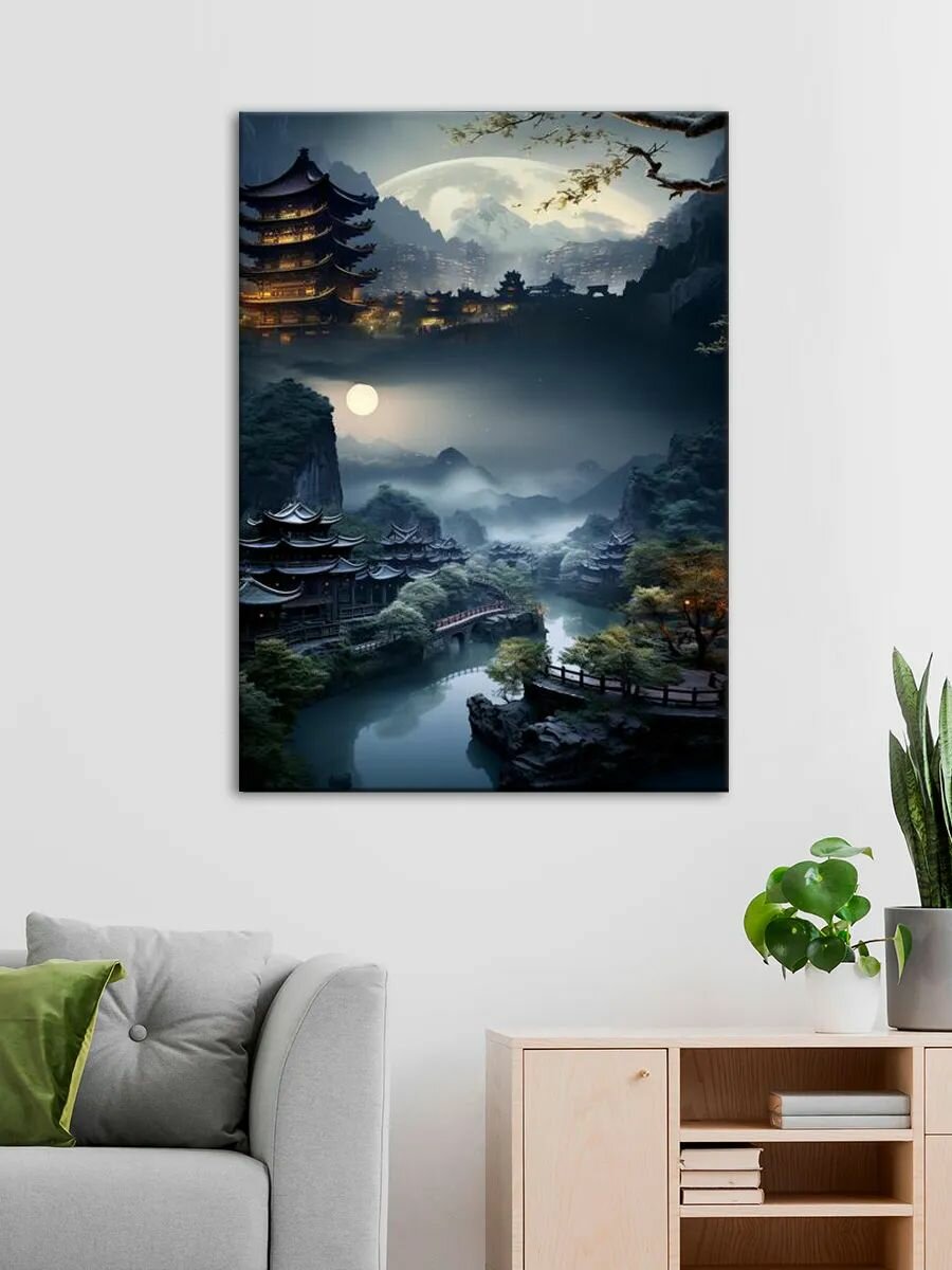 Картина на стену "Китайские домики", 50х70 см