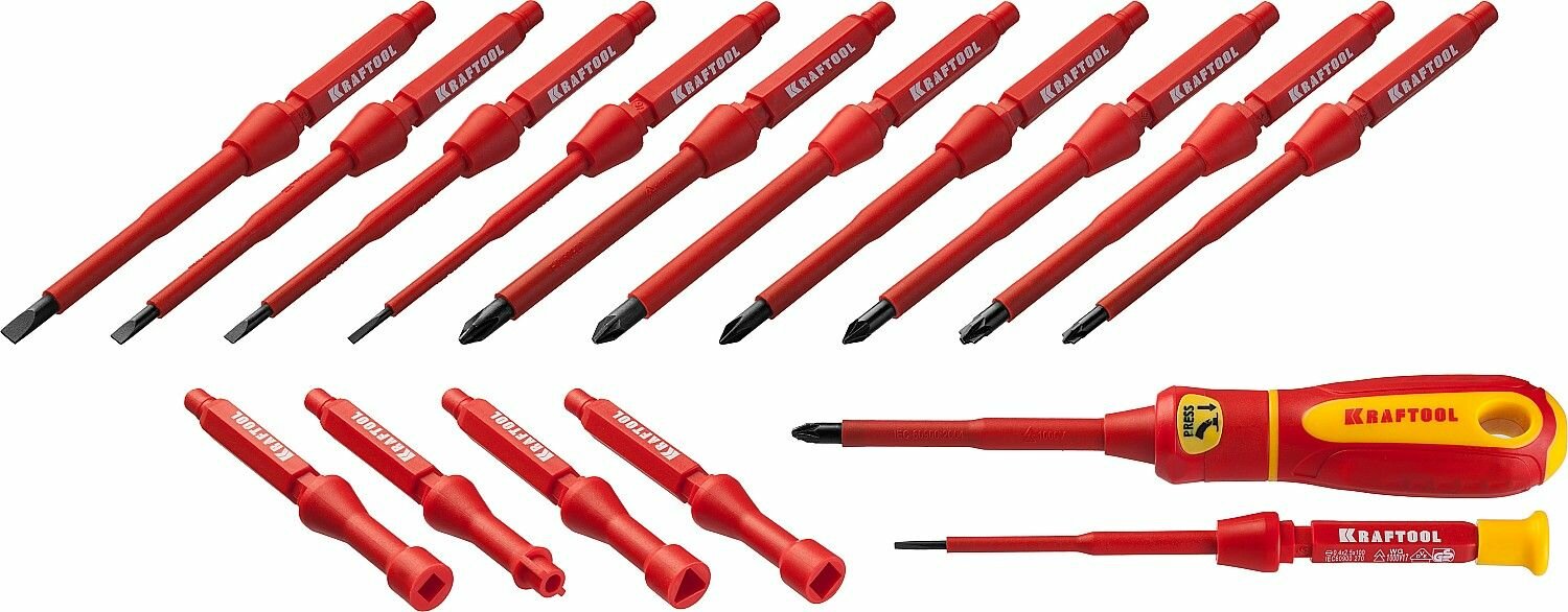 Набор высоковольтных отверток KRAFTOOL Х-Drive Electro, 18 предм, арт. 220092-H18