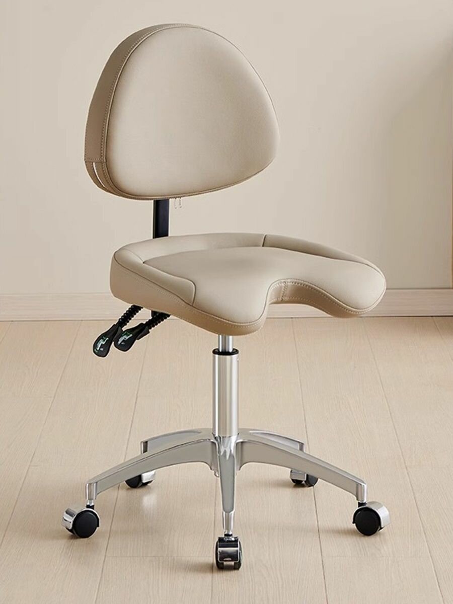 Кресло-седло Master Saddle Chair, с колесами и спинкой, регулируемое по высоте, ортопедическое, бесшумные шкивы, вращение на 360 градусов