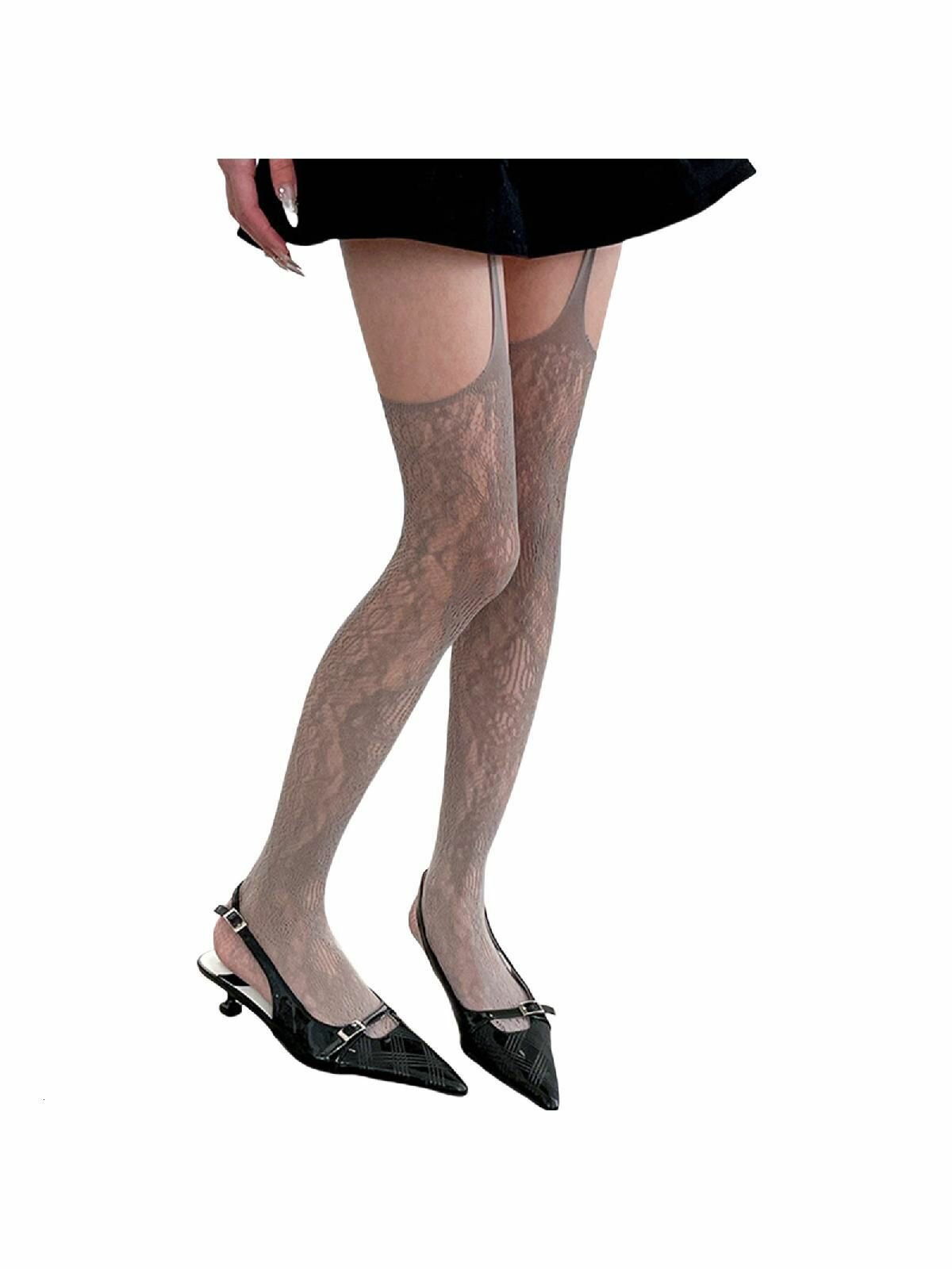 Чулки с подвязками, Серый