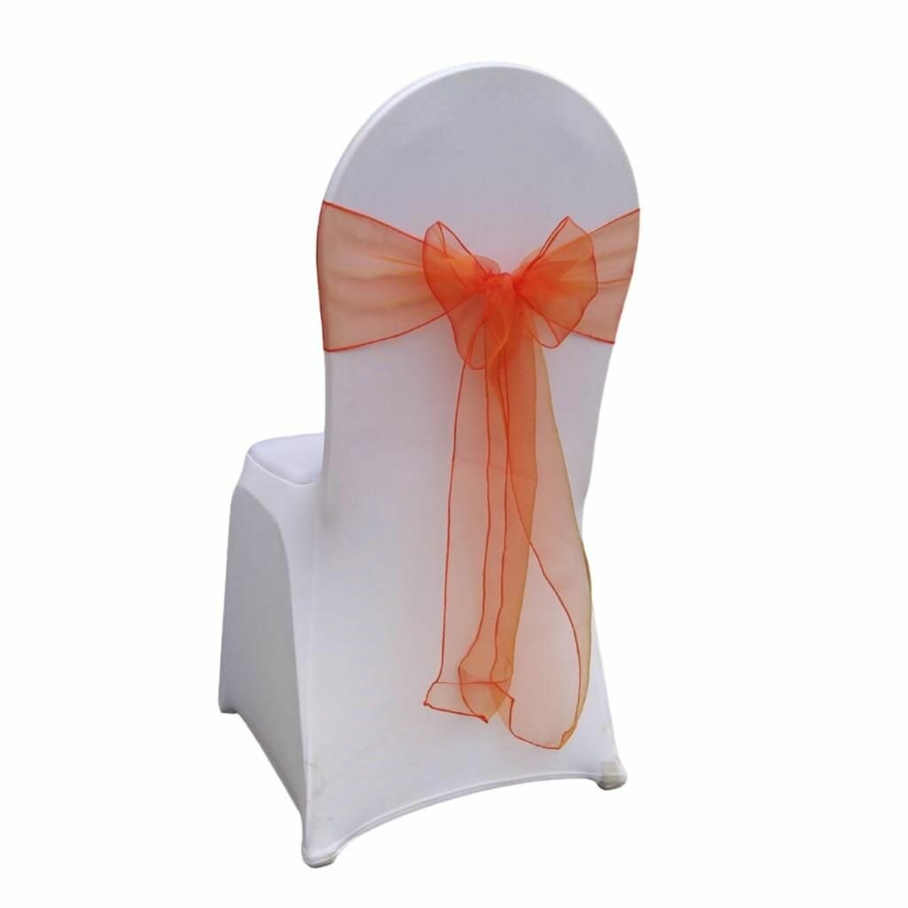 10 шт, бант на спинке свадебного стула-оранжевый