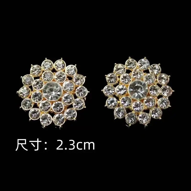10 шт. новые металлические пуговицы с круглыми бриллиантами и подсолнухом для одежды, женская рубашка, кардиган, декоративные швейные аксессуары