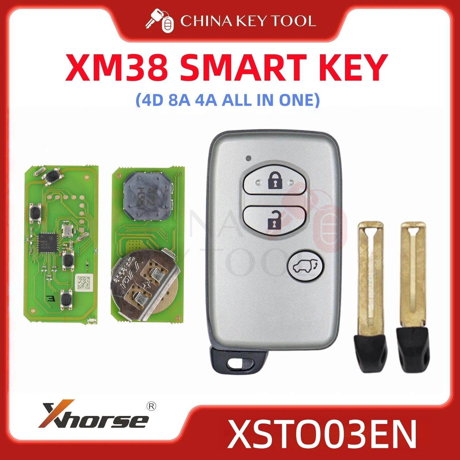 Xhorse XM38 Smart Key Remote 4D 8A 4A Red XSTO03EN