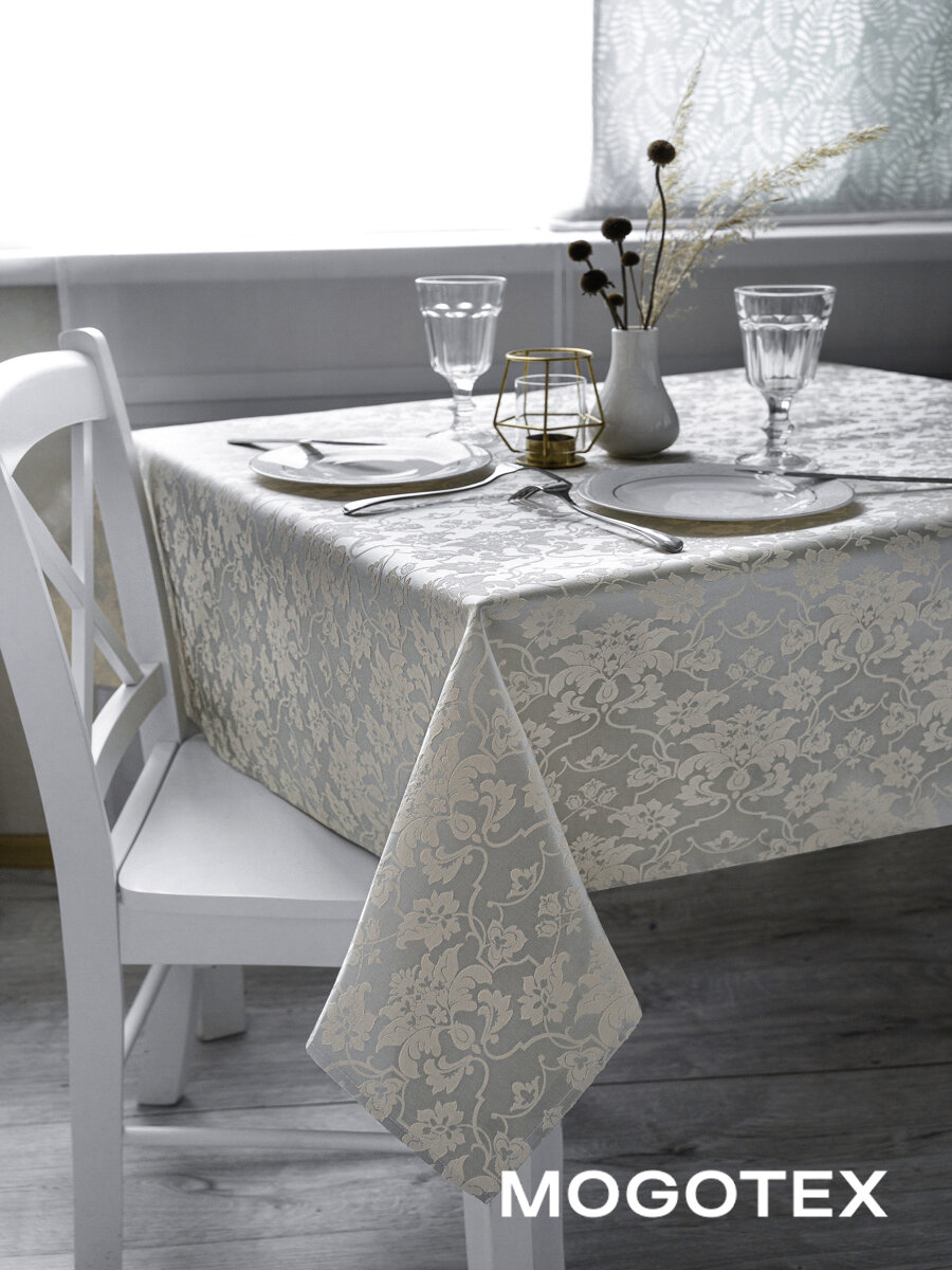 Скатерть моготекс 120х150, овальная на праздник хлопок грязеотталкивающая водоотталкивающая