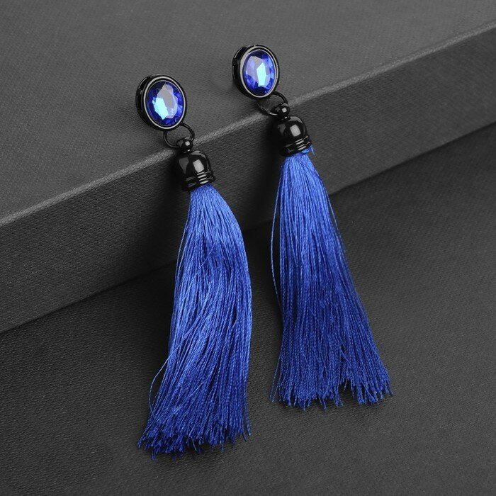 Серьги пусеты, текстиль, стекло